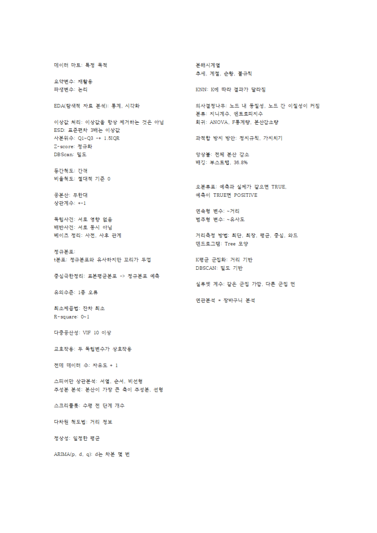 ADsP 3과목 한 장 요약 노트 : 네이버 블로그