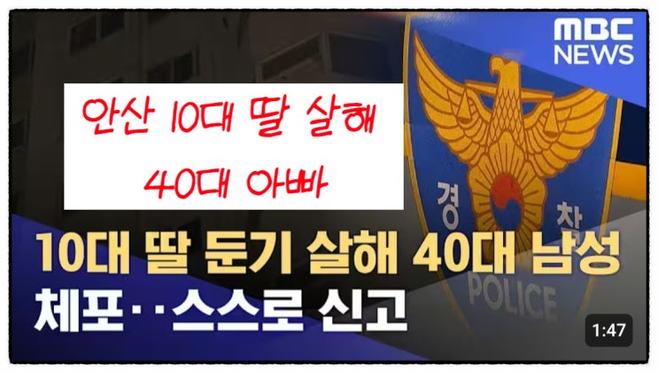 안산 10대 딸 둔기 살해 40대 아빠 : 네이버 블로그