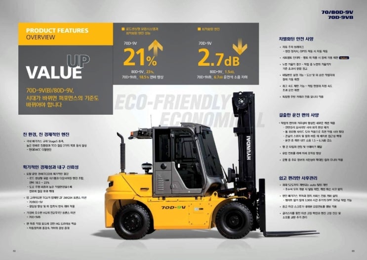 현대지게차 70/80D-9V 70D-9VB 디젤지게차 제원 & 사양 : 네이버 블로그