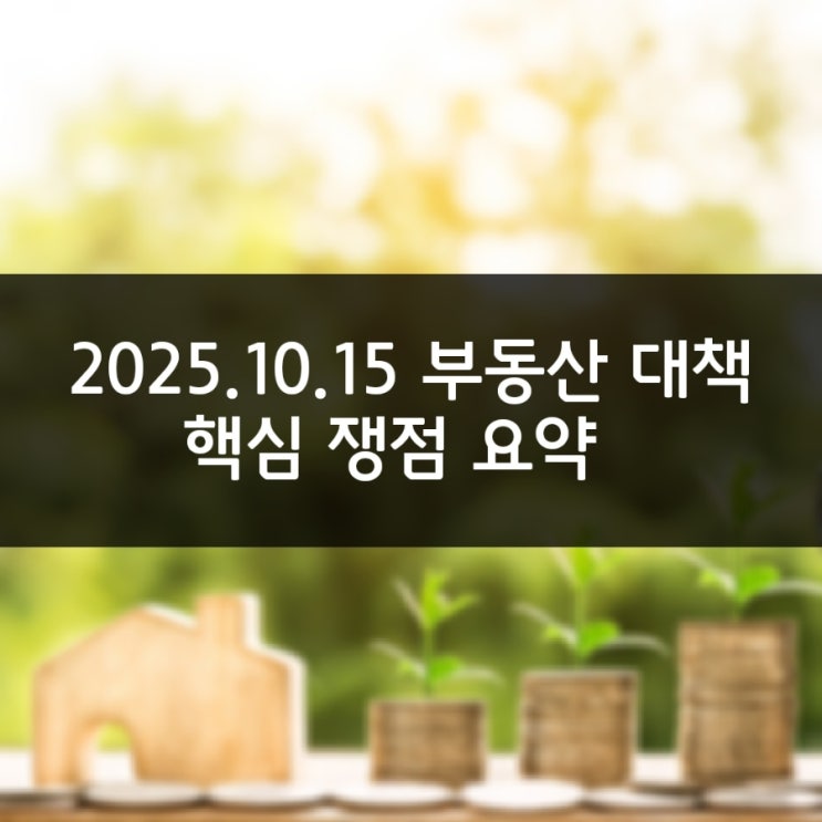 2025.10.15부동산 대책 쟁점 핵심 정리 : 네이버 블로그