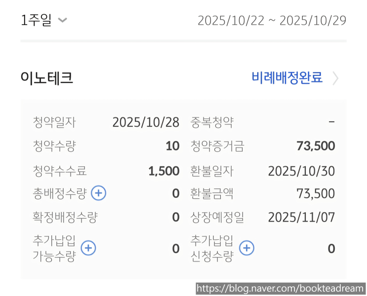 [IPO] 이노테크 공모주 청약 배정 결과 / KB증권 : 네이버 블로그