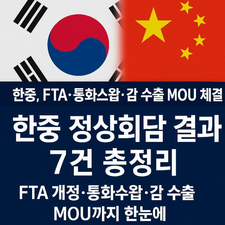 한중 정상회담 결과 7건 총정리｜FTA 개정·통화스왑·감 수출 MOU까지 한눈에 : 네이버 블로그