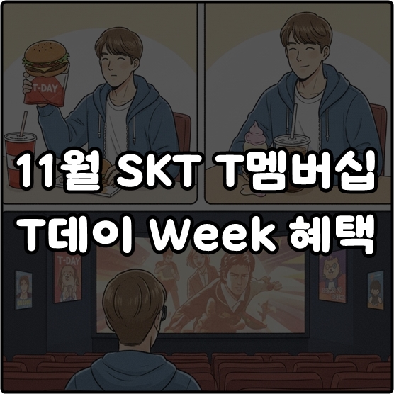 11월 SKT T멤버십 T데이 Week 혜택 더벤티 노브랜드버거 백미당 CGV 블루샥 런드리고 아로마티카 할인 : 네이버 블로그