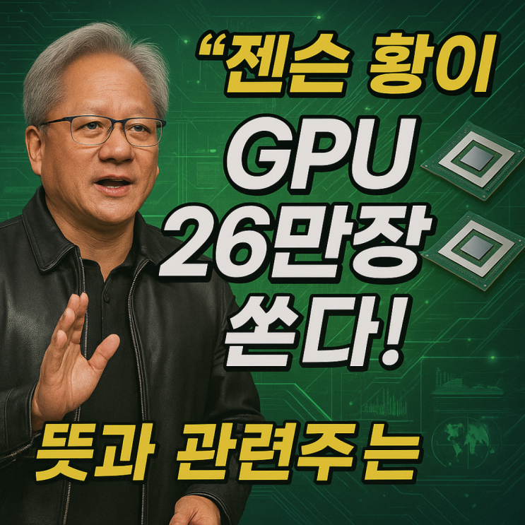 젠슨황이 준다는 GPU 26만장! 뜻과 관련주는 바로 이것 : 네이버 블로그
