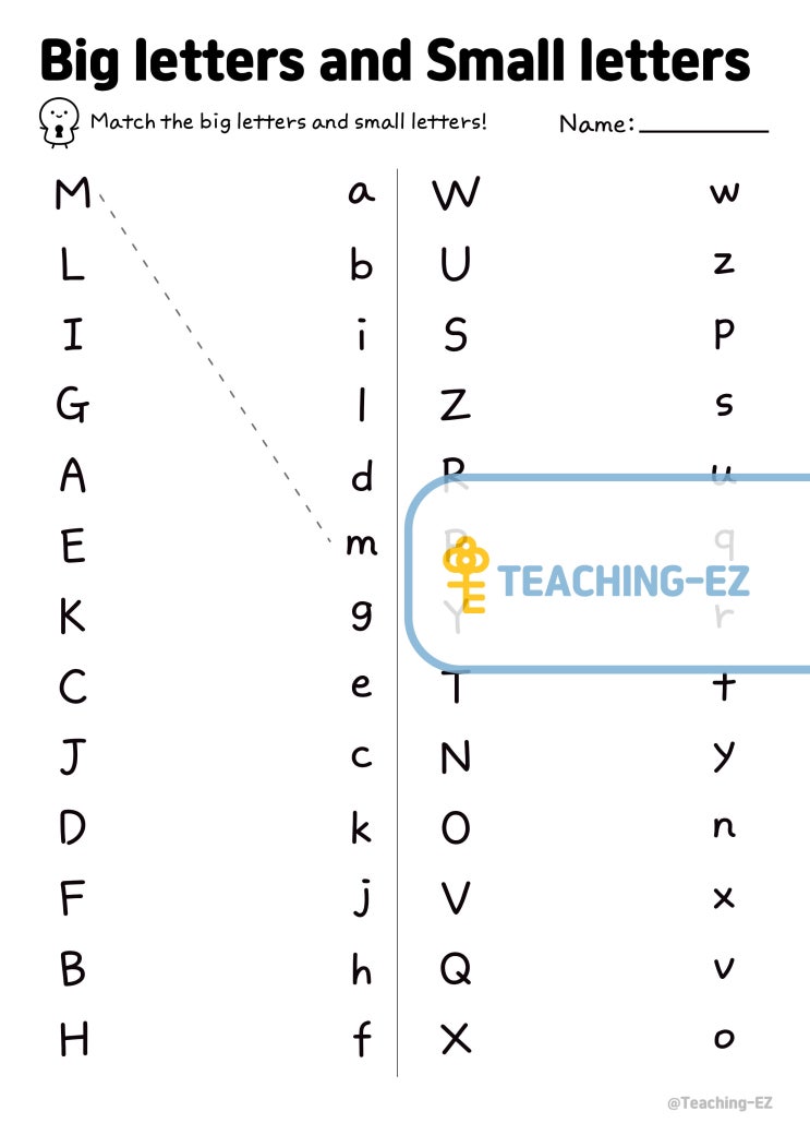 [알파벳] 소문자 대문자 매칭 학습지 (Alphabet Matching Worksheet_Upper and Lower ...