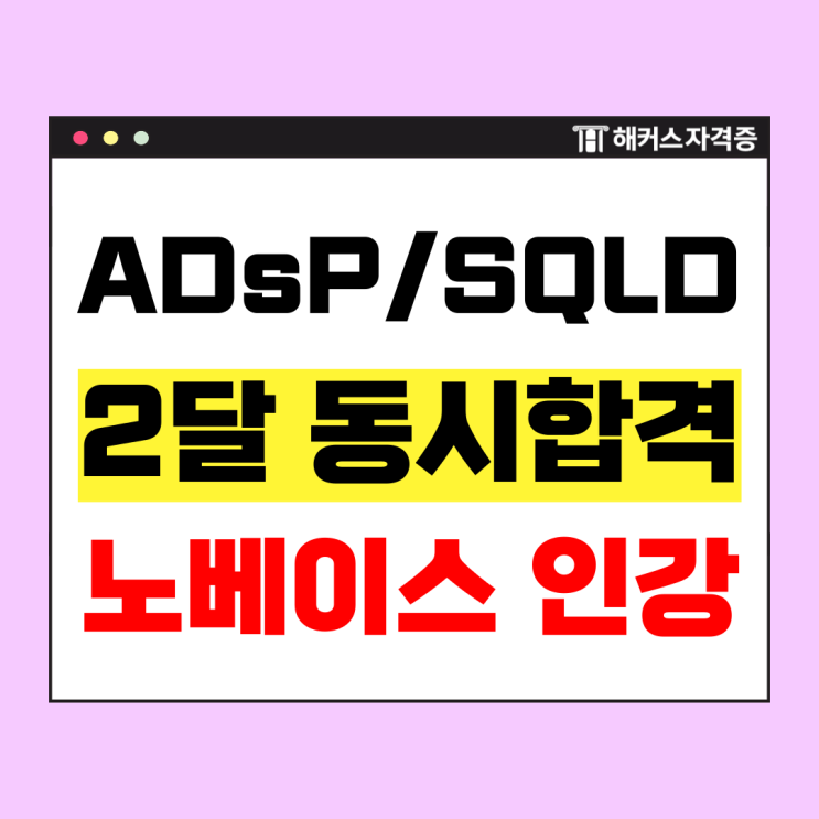 ADSP/SQLD 2달 독학 동시 합격한 후기, 비전공자, 노베이스 인강, 교재 추천 : 네이버 블로그