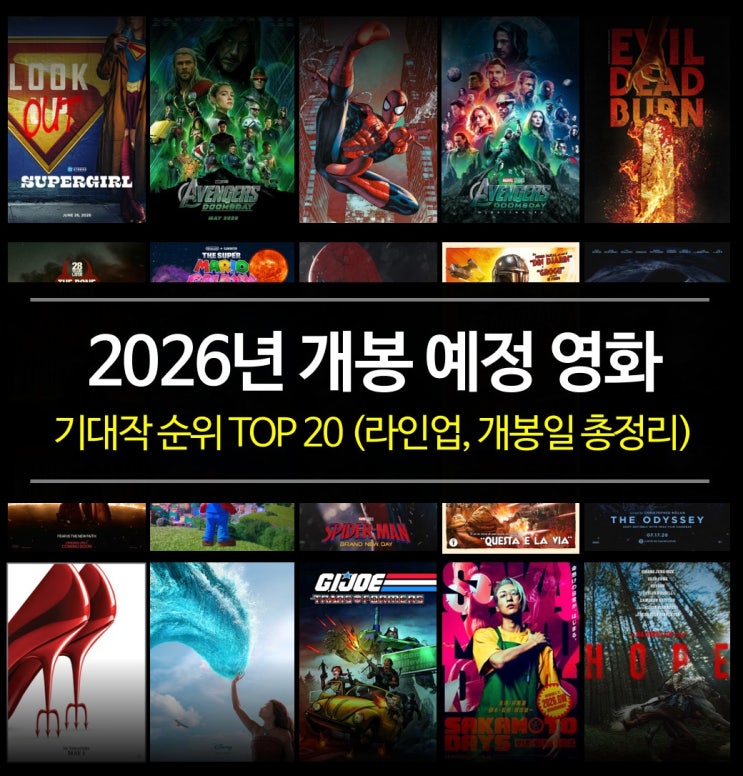 2026년 개봉 예정 영화 - 기대작 순위 TOP 20 (라인업, 개봉일 총정리) : 네이버 블로그