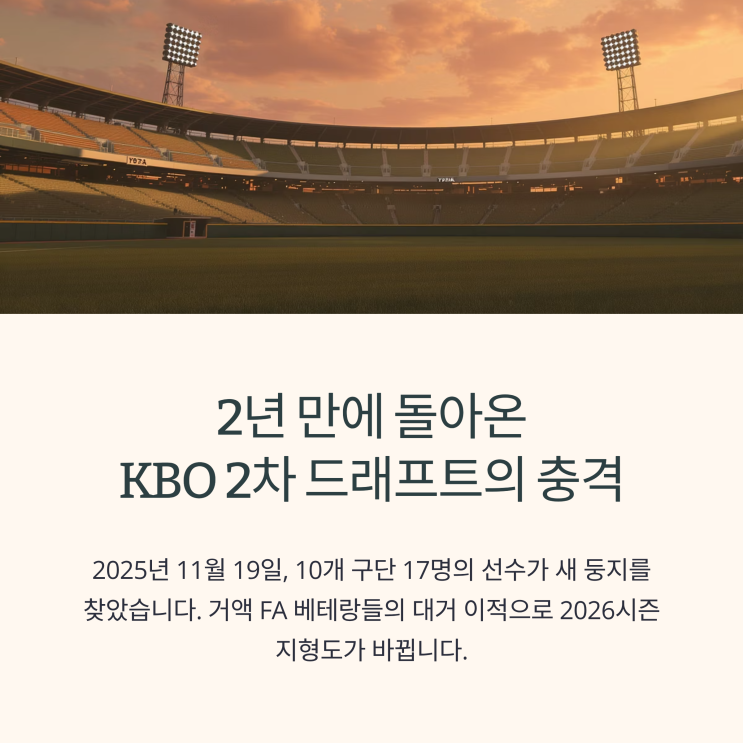 2026 KBO 2차 드래프트 결과 총정리: 72억 FA 안치홍 키움행, 이태양 KIA 이적 확정 : 네이버 블로그