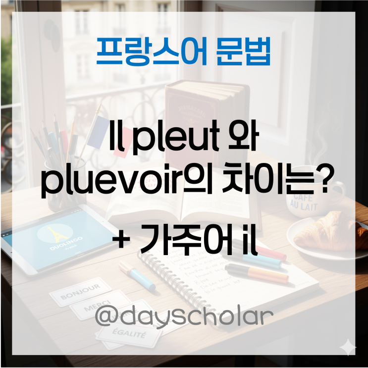 프랑스어 il pleut와 pleuvoir의 차이, 완전히 이해하기! (+가주어 il) : 네이버 블로그