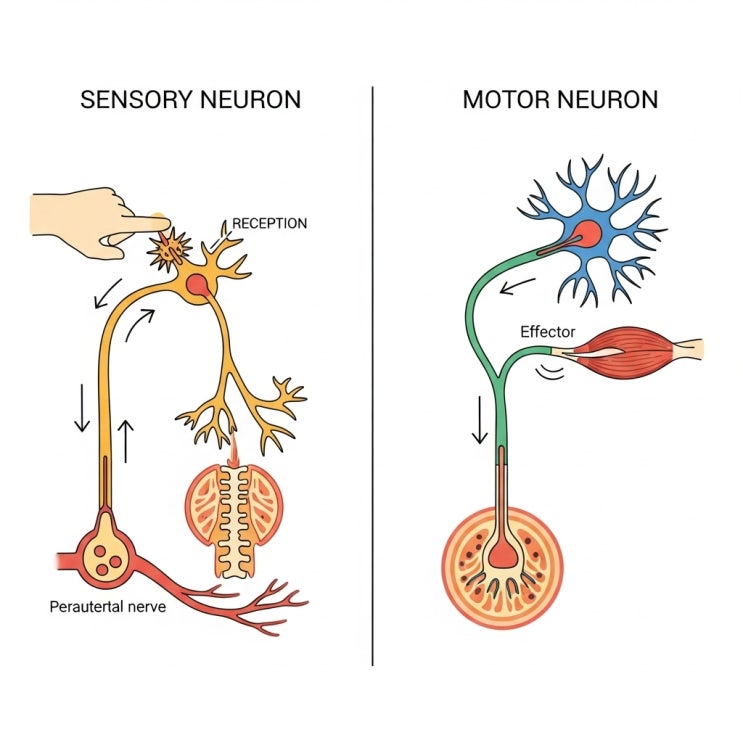 afferent, efferent / sensory neuron, motor neuron : 네이버 블로그