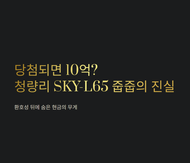 당첨되면 10억? 청량리 SKY-L65 줍줍 환호성 뒤에 숨은 현금의 무게 : 네이버 블로그
