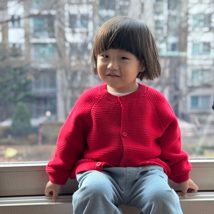 유아 겨울옷 선물 추천, 모이몰른 베어경량패딩 + 레드 니트 가디건 코디 : 네이버 블로그