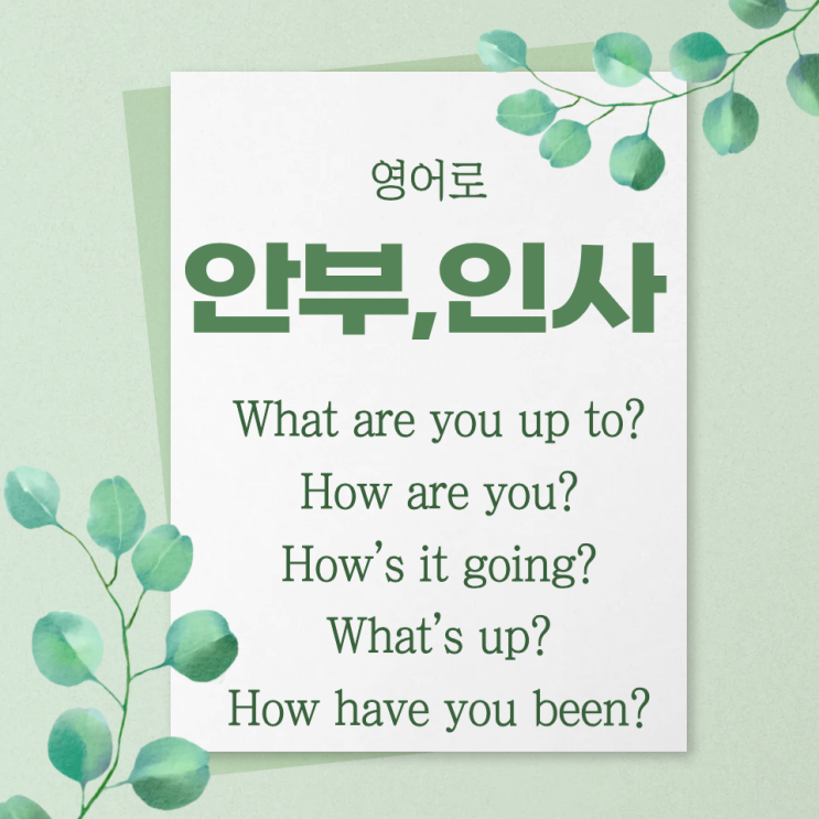[오늘영어] 안부 묻기, 인사하기 영어로? What are you up to? How are you? : 네이버 블로그