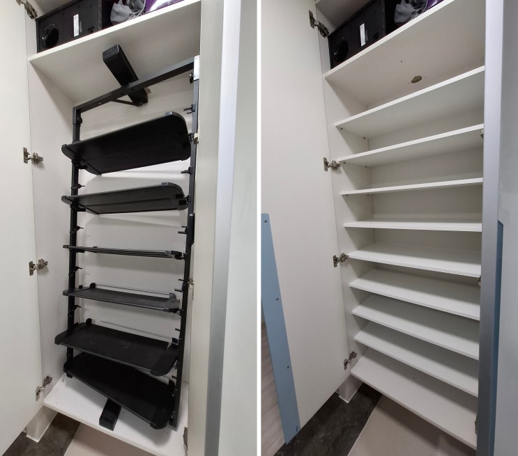 신발장선반제작, 고장난 360도 회전 신발장철거 나무 선반으로 교체 : 네이버 블로그