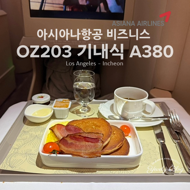 아시아나항공 OZ203 좌석 배치도 비즈니스 기내식 LA-인천 A380 : 네이버 블로그
