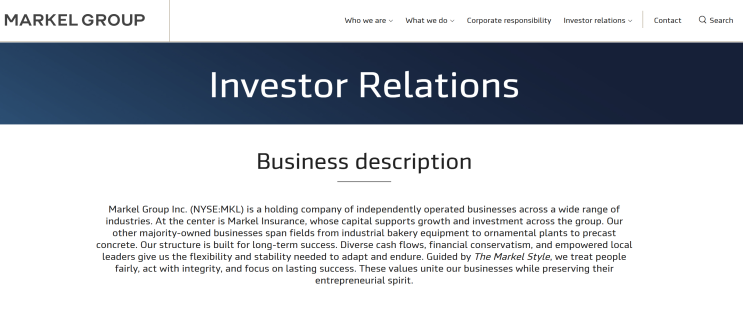MKL(Markel Group) Shareholder letter를 읽으며 : 네이버 블로그