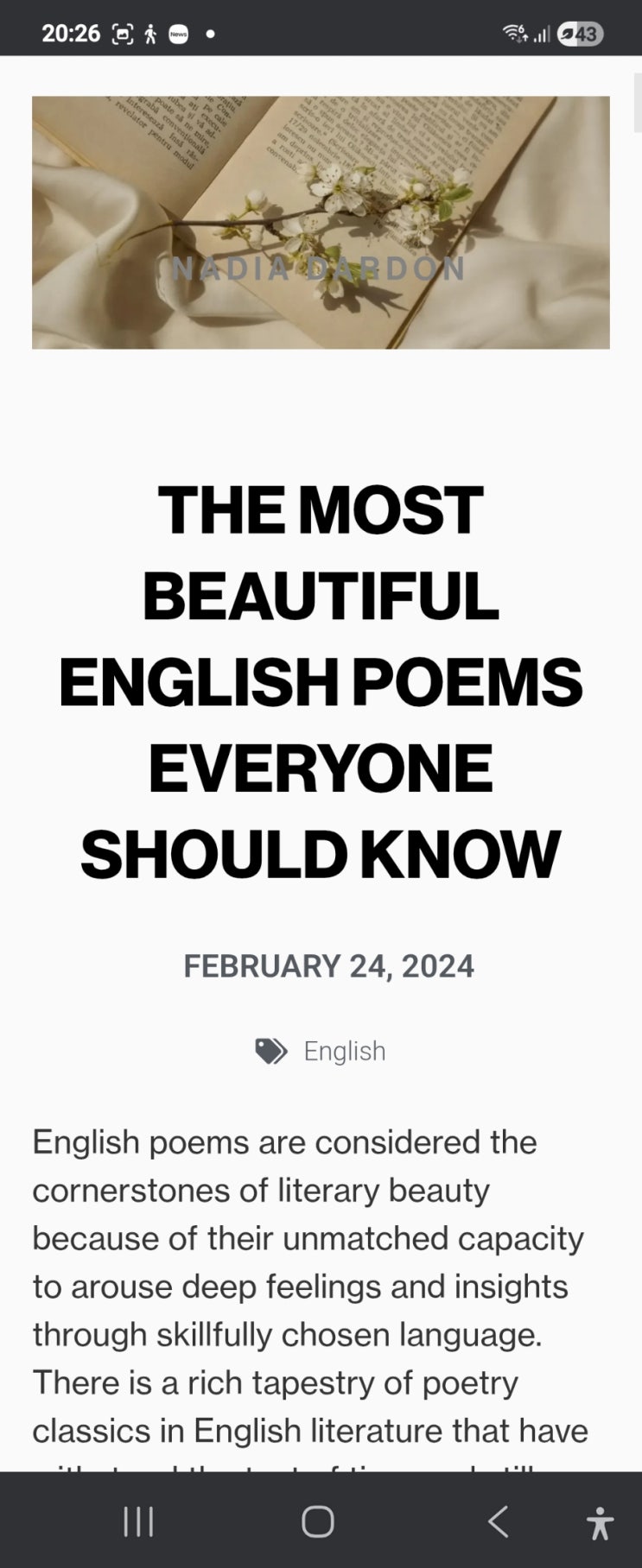 The most beautiful english poems everyone should know : 네이버 블로그
