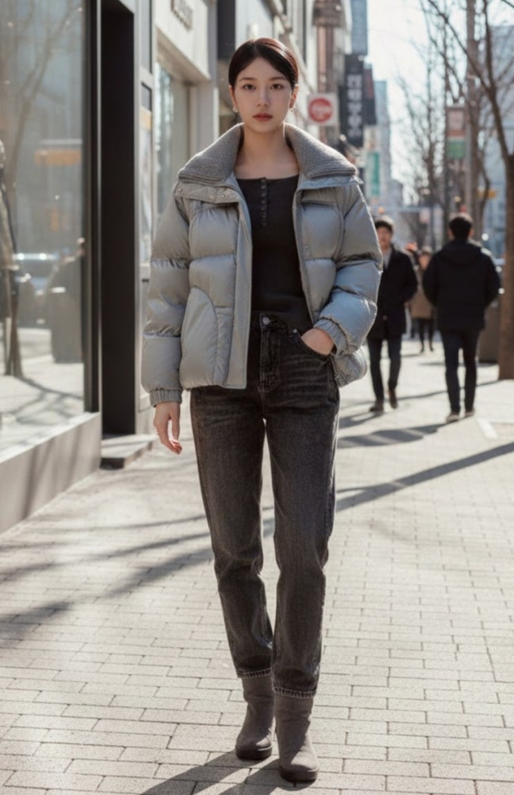 게스 SUZY 니트 넥 다운 패딩 푸퍼 YP4W5871 실착 후기 겨울 데일리 아우터 : 네이버 블로그