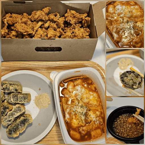 노랑통닭 알싸한 마늘치킨 내돈내산 후기 | 순살, 먹는법, 떡볶이 맵기, 김말이 : 네이버 블로그