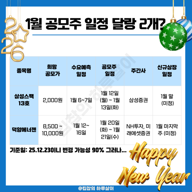 2026년 1월 공모주 일정 신규상장주식 정말 달랑 2개야? : 네이버 블로그