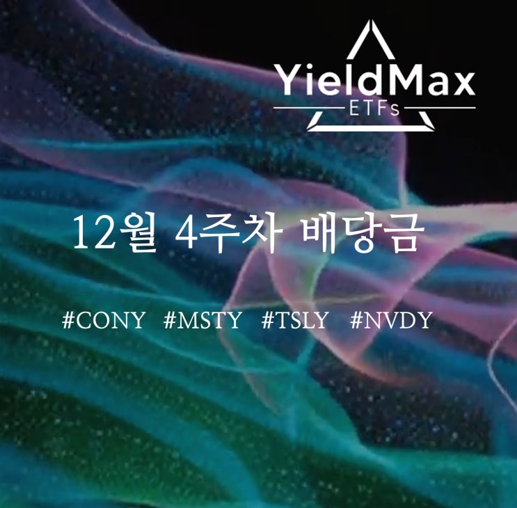 일드맥스 고배당 ETF 12월 4주차 배당금 (CONY, MSTY, TSLY, NVDY) : 네이버 블로그