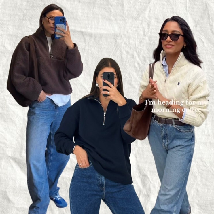 스트릿패션 3677 : 자연스럽게 스타일리시한 하프집업 데일리룩 (후리스, 니트, 맨투맨) : 네이버 블로그