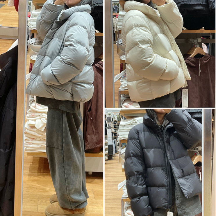 유니클로 세일 패딩 여자 파우더소프트다운재킷 사이즈별 착샷후기 : 네이버 블로그