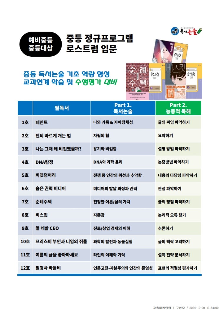 [2026][중등]스토리움 독서논술 정규 수업 안내 : 네이버 블로그