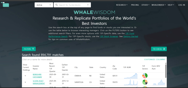 WhaleWisdom: 세계 최고 투자자들의 포트폴리오를 들여다보는 법 : 네이버 블로그