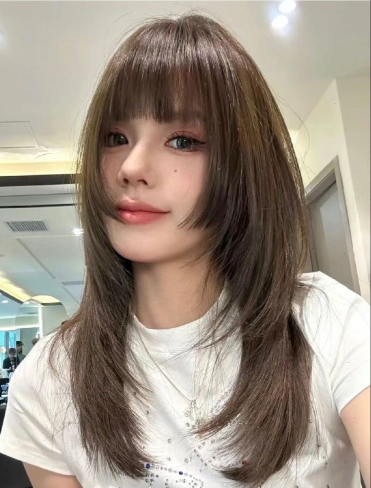 얼굴형 커버되는 하이레이어드컷과 풀뱅 조합 : 네이버 블로그