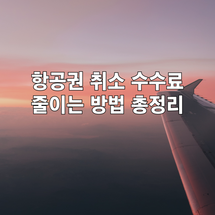 항공권 취소 수수료 줄이는 방법 총정리 : 네이버 블로그