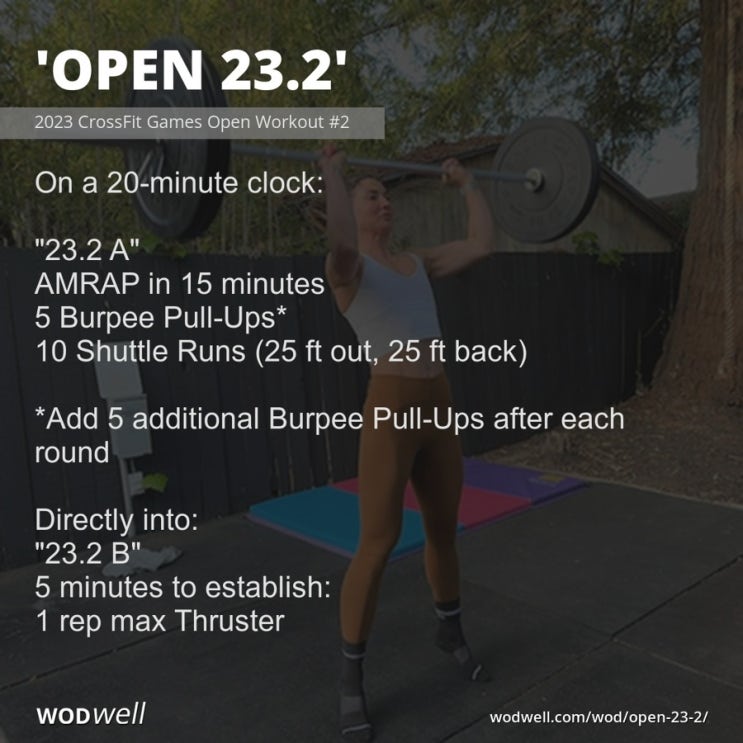 [크로스핏 오픈 와드 정리.37] OPEN 23.2A,B(Shuttle Run, Burpee Pull-up, Max ...