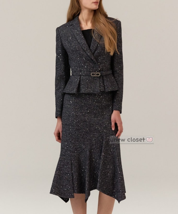 [👑신상 특가] M☆chaa 글리터 스팽글 벨티드 울 자켓 & 스커트 set(2col) : 네이버 블로그