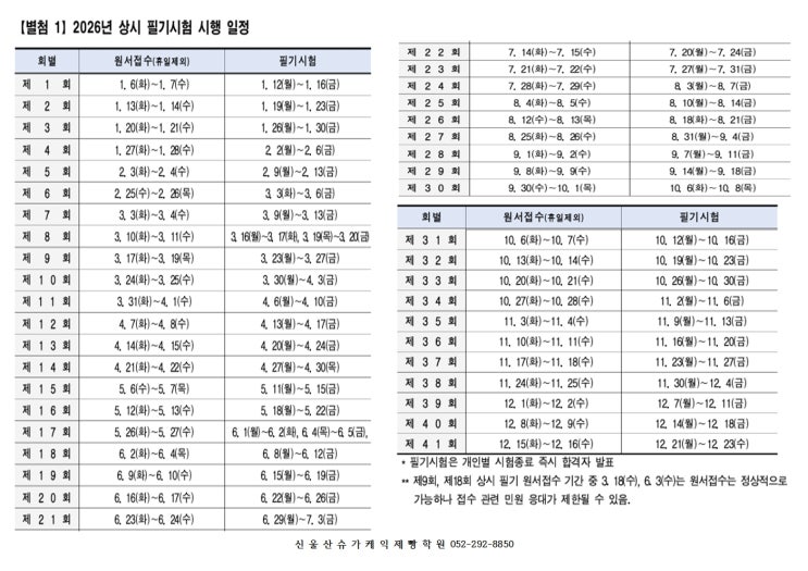 ** 2026년 제과 제빵 시험 일정 ** 신울산슈가케익제빵학원에서 준비하세요 ~ 052.292.885 : 네이버 블로그