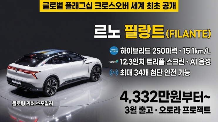 🚗 르노 필랑트(FILANTE) 세계 최초 공개 — 한국서 만든 글로벌 플래그십! : 네이버 블로그