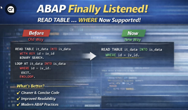 SAP ABAP - Read Table Where 기능 추가 : 네이버 블로그