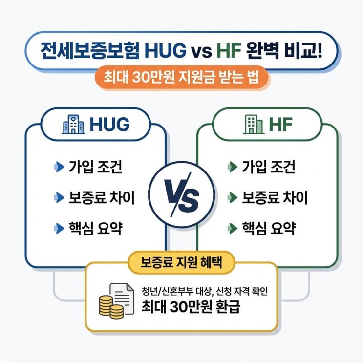 전세보증보험 HUG vs HF 완벽 비교! 내 보증금 지키고 최대 30만원 지원금 받는 법 : 네이버 블로그