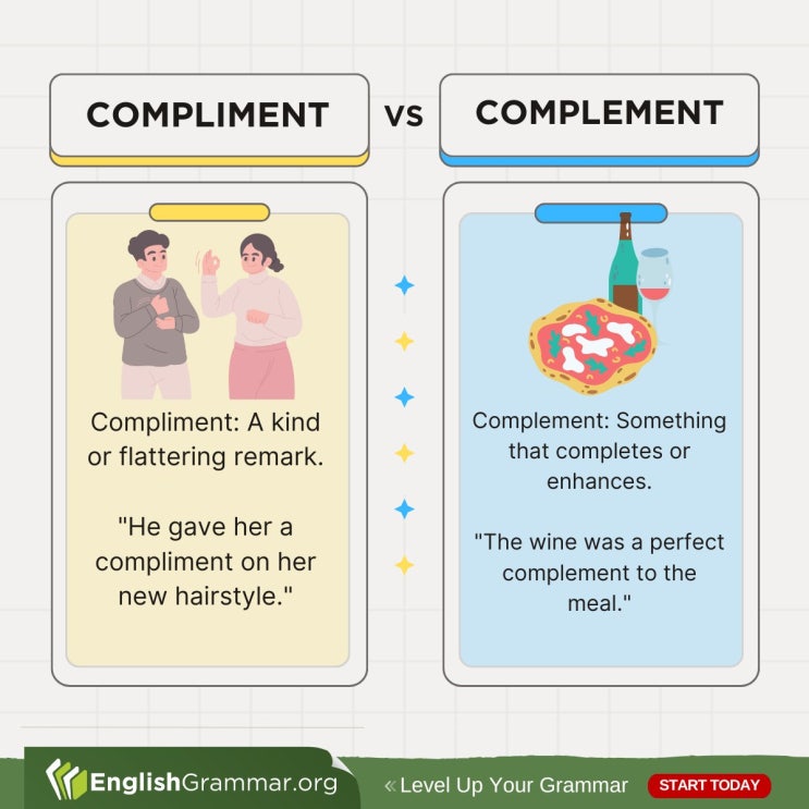 Compliment vs. Complement 차이 (헷갈리지 않는 완벽 정리) : 네이버 블로그