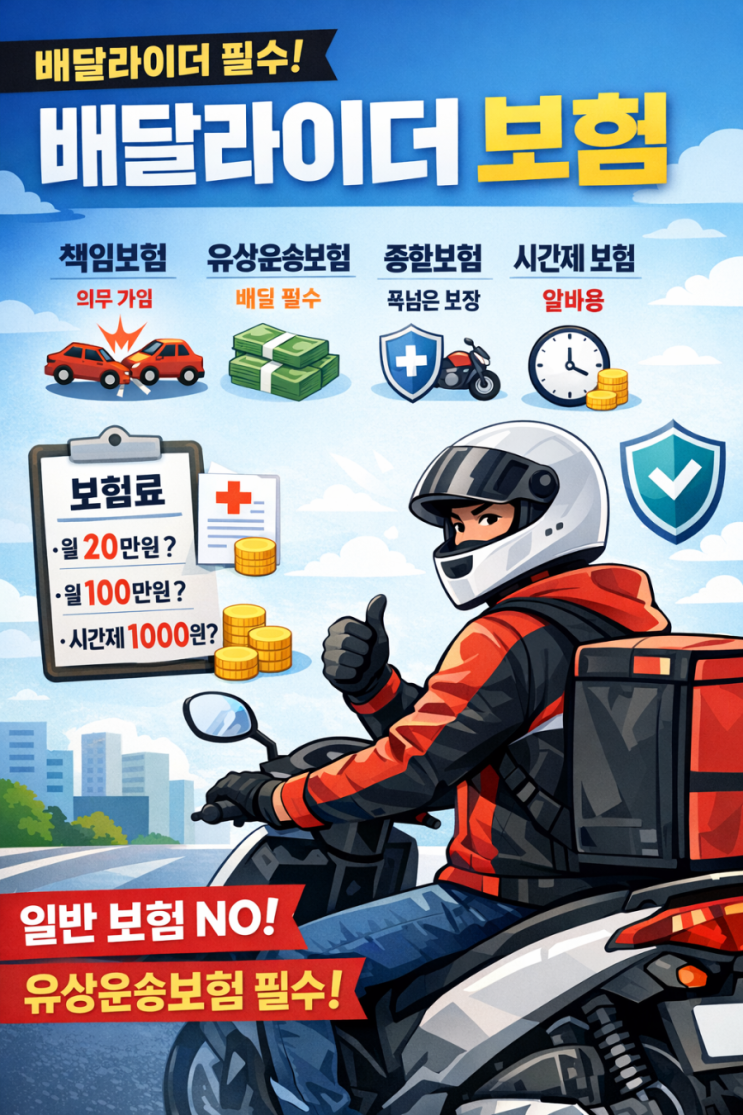 배달라이더 보험 종류 총정리 (2026년 기준 실제 보험료) : 네이버 블로그