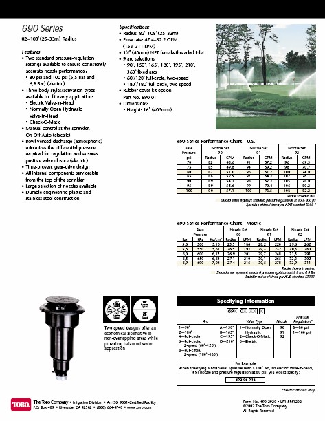 "TORO" 운동장용 스프링클러 690 시리즈 : 네이버 블로그