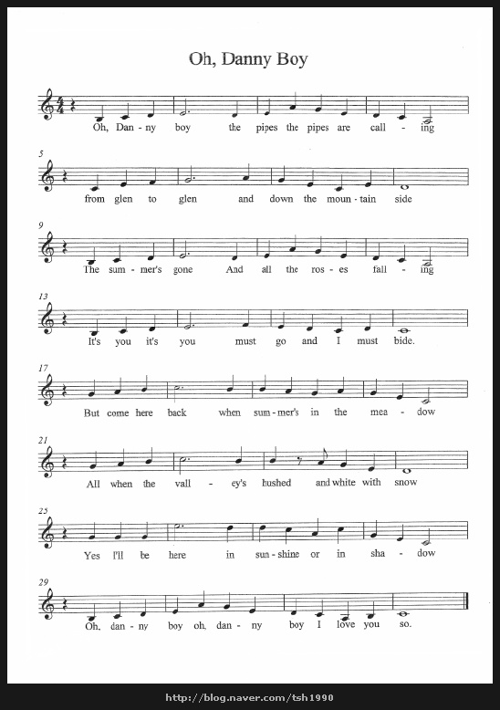 Oh.Danny Boy 악보 : 네이버 블로그