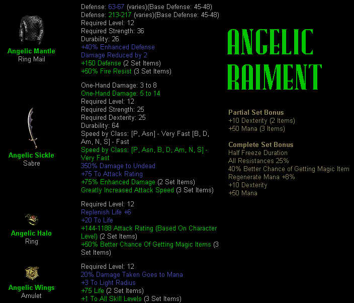 디아블로2 셋트 아이템 목록 : 네이버 블로그