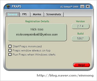 FRAPS v2.7.4 : 네이버 블로그