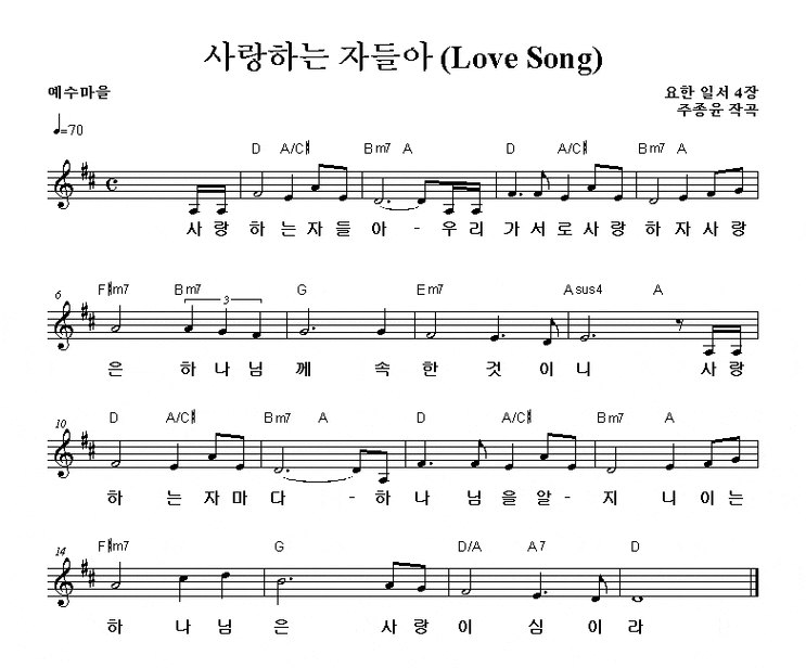 [찬양 악보] 사랑하는 자들아 네이버 블로그