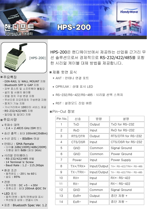 무선시리얼 어댑터, HPS-200 카탈로그 : 네이버 블로그
