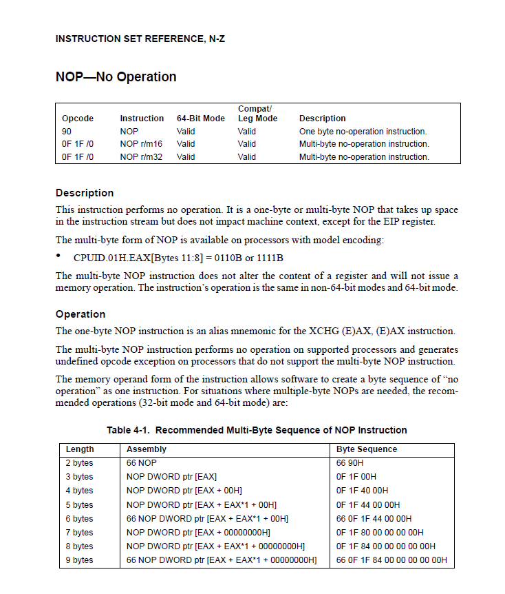 Hinting NOP or Multi-Byte NOP : 네이버 블로그