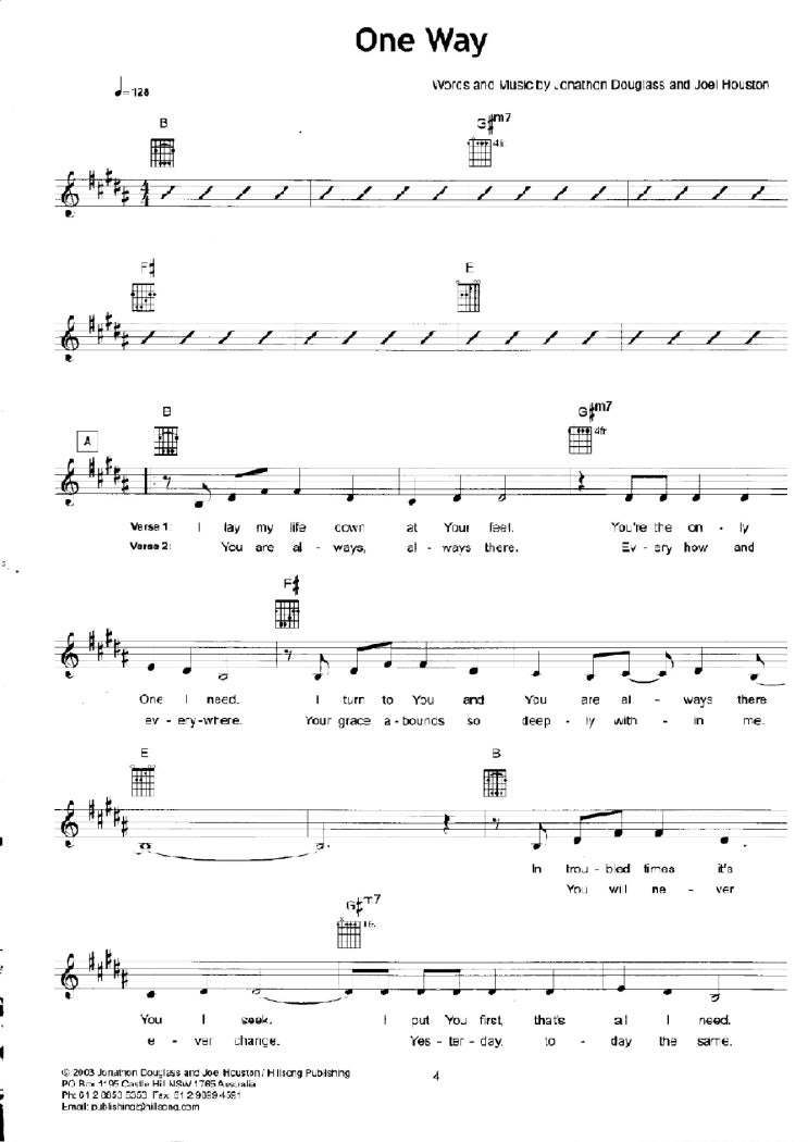 One Way - Hillsong (영문 악보, 한글번역) : 네이버 블로그